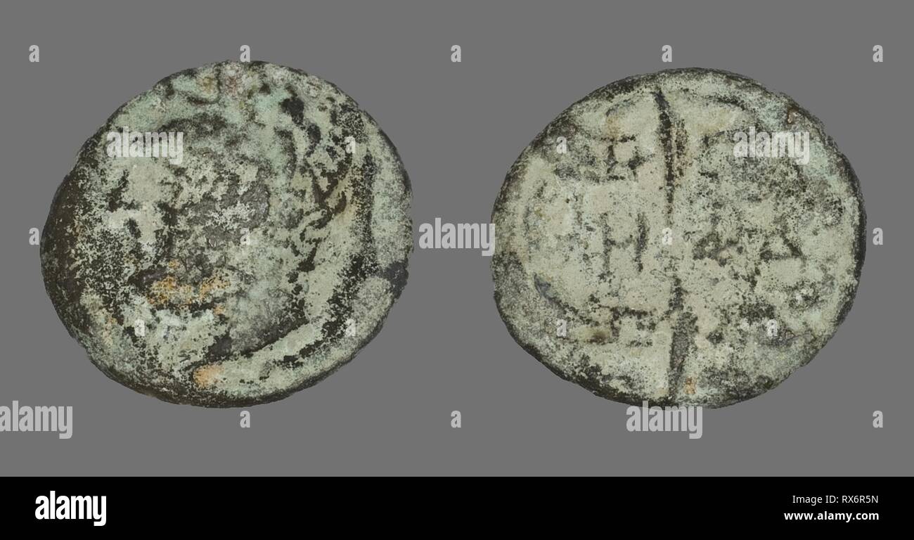 Coin Depicting a Male Head. Greek, minted in Hephaistia, Lemnos. Date ...