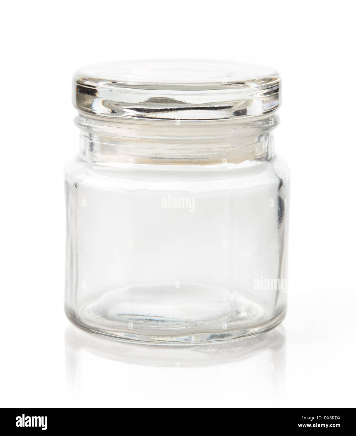 Empty glass food storage jar isolated on white background Stock Photo ...