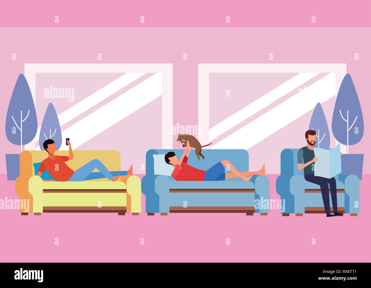 faceless people relax living room Stock Vector Image & Art - Alamy