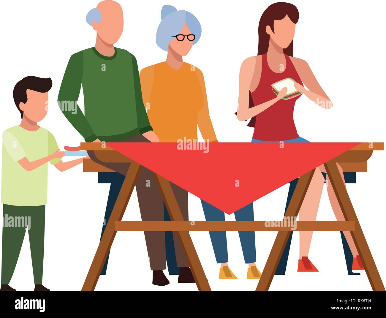 Woman eating meal outdoor Stock Vector Images - Alamy