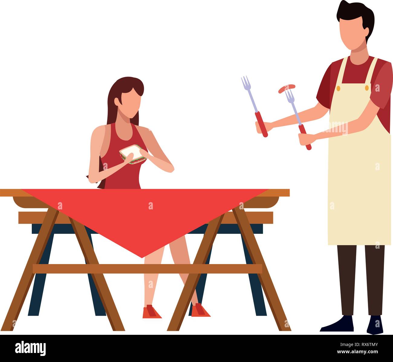 faceless woman barbecue food chef Stock Vector Image & Art - Alamy
