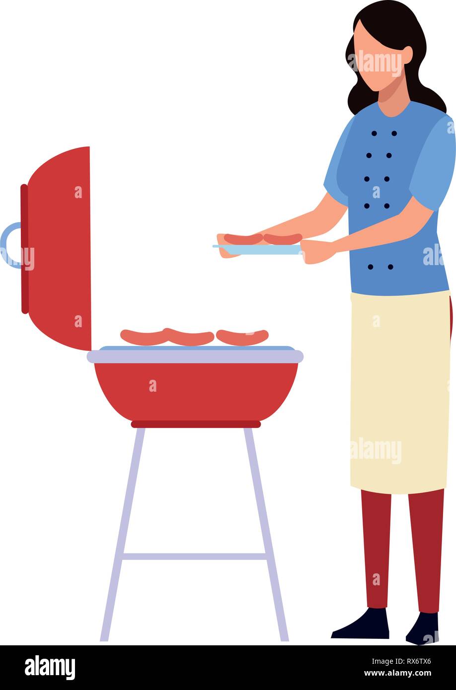 faceless mother cooking barbecue food Stock Vector Image & Art - Alamy