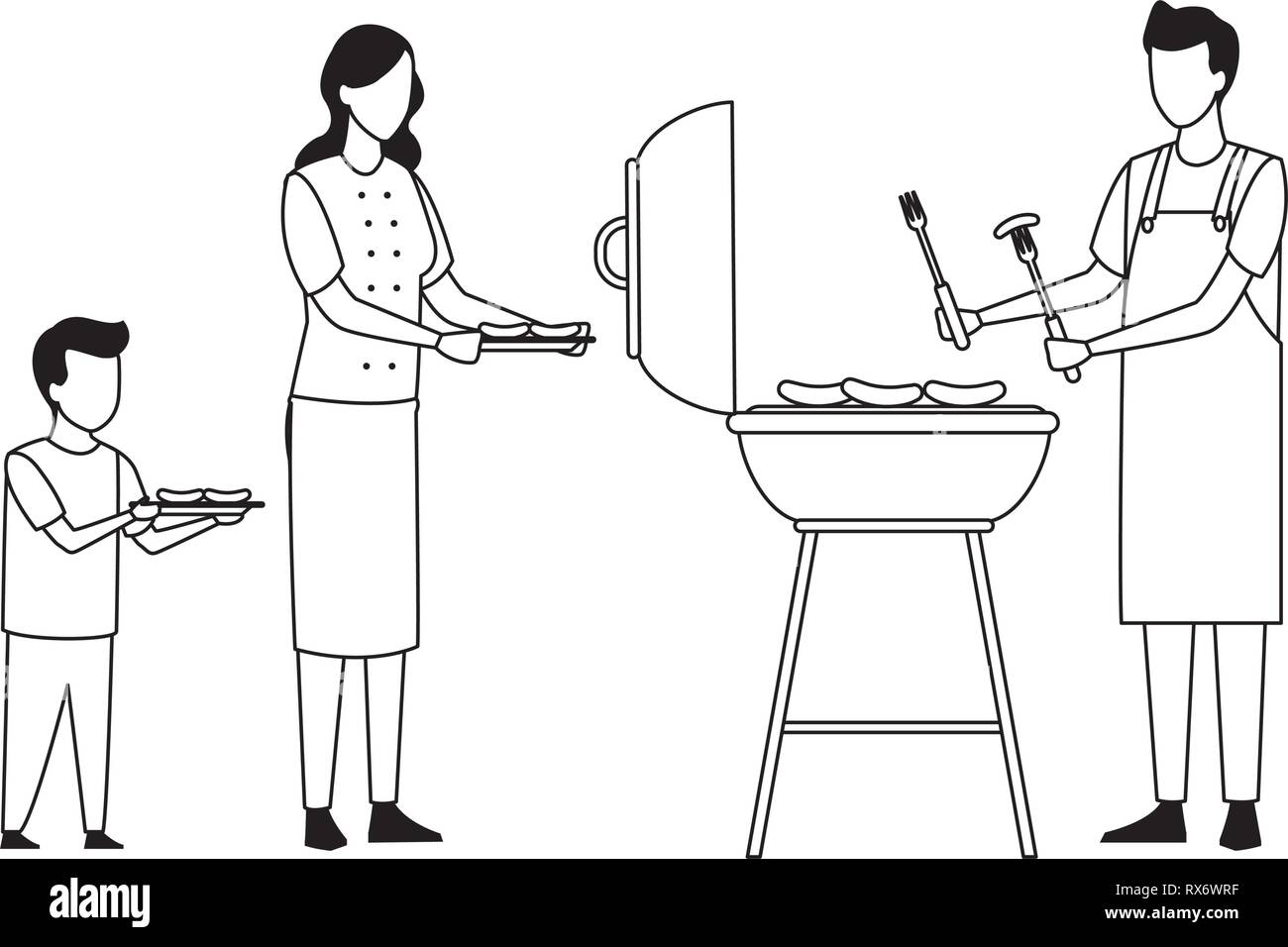 Beef barbecue family Black and White Stock Photos & Images - Alamy