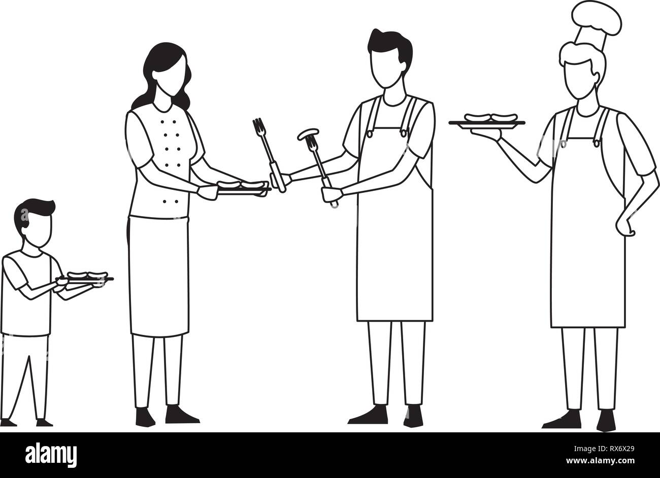 Beef barbecue family Black and White Stock Photos & Images - Alamy