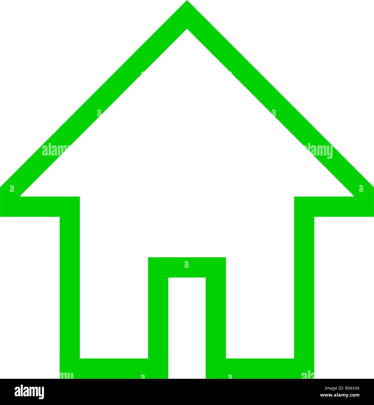 Home symbol icon - green simple outline, isolated - vector illustration ...