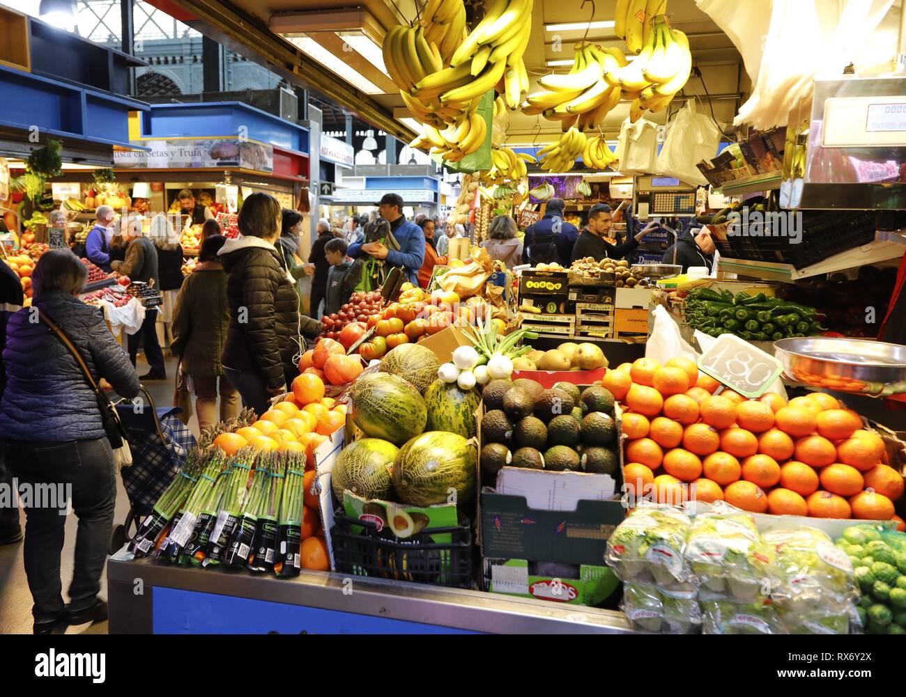 Fresh spanish Fruit and Vegetables are offered at Malaga's fruit market ...