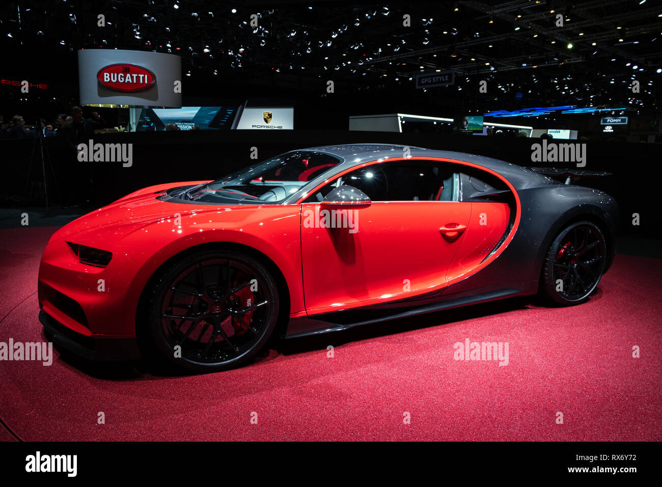 GENEVA, SWITZERLAND - MARCH 6, 2018: Bugatti Chiron Sport sports car ...