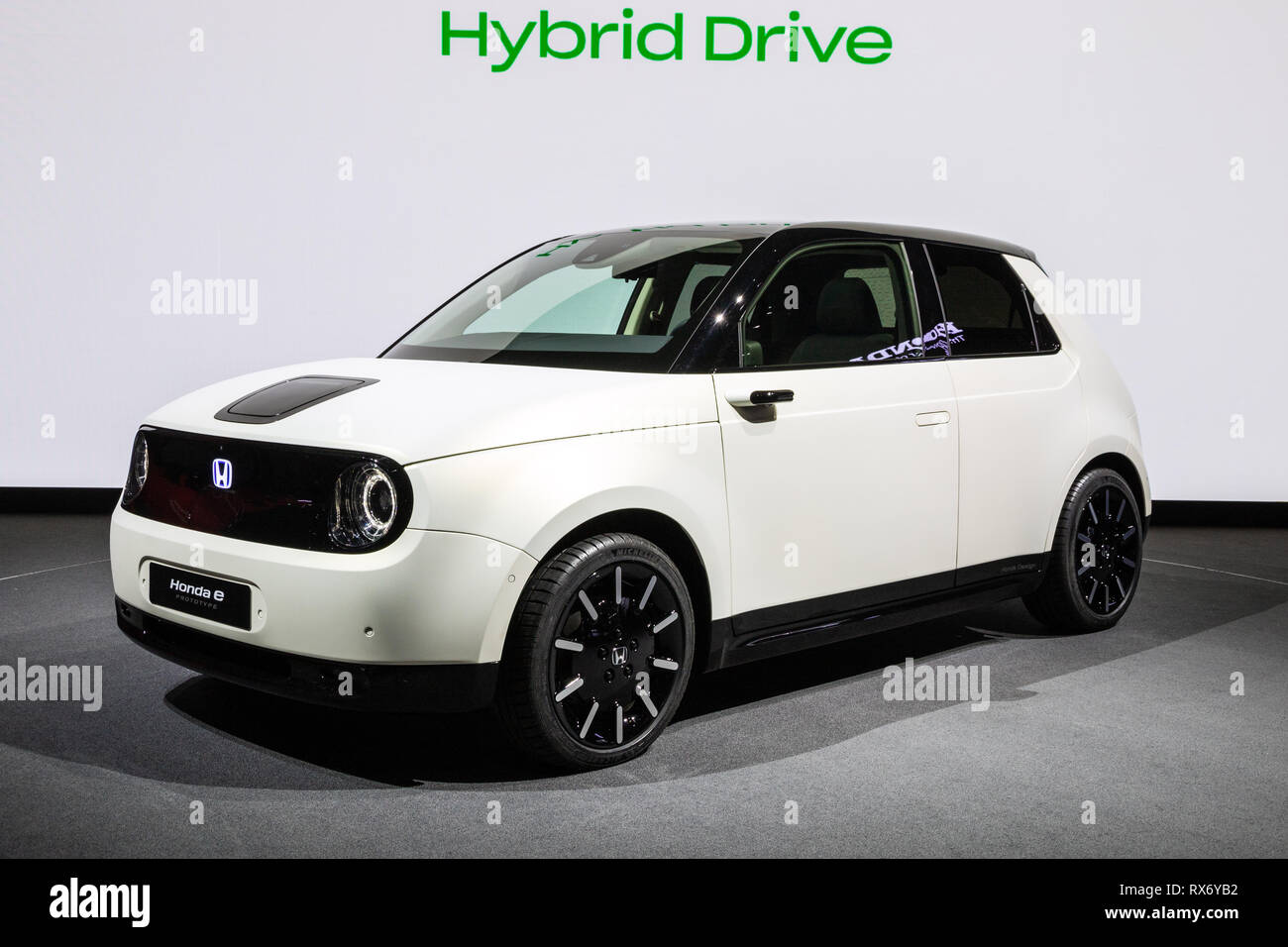 GENEVA, SWITZERLAND - MARCH 5, 2019: Honda e Prototype EV car revealed at the 89th Geneva ...