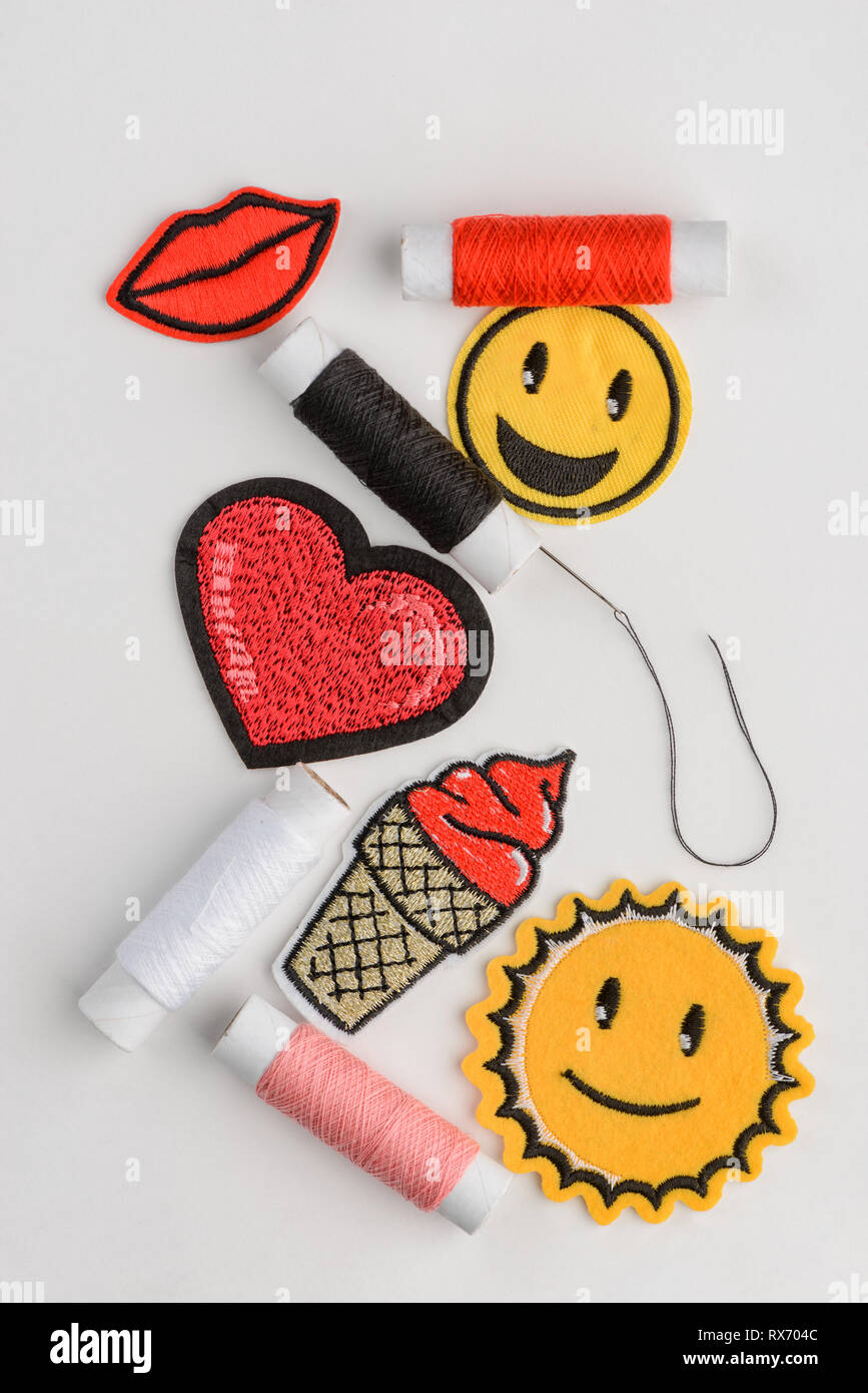 Set of embroidered patches Stock Photo - Alamy
