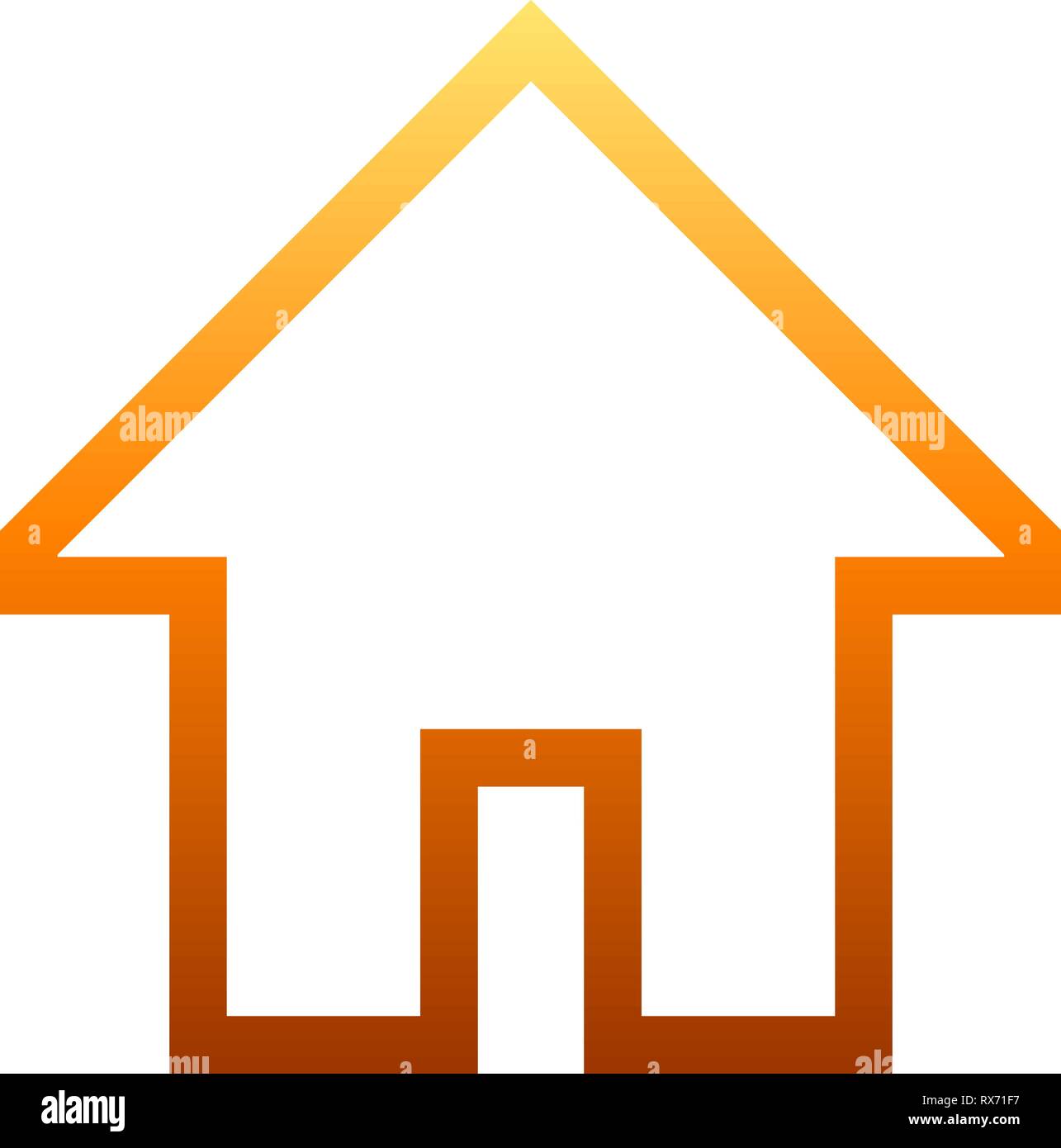 Home symbol icon - orange gradient outline, isolated - vector ...