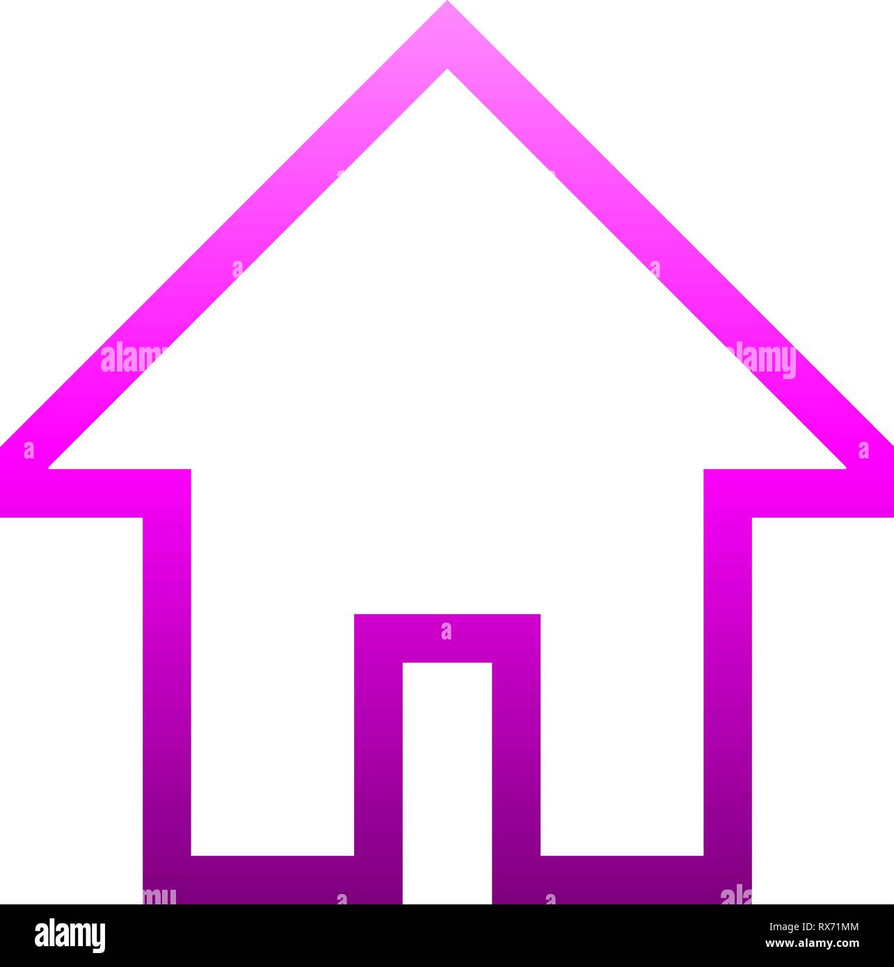 Home symbol icon - purple gradient outline, isolated - vector ...
