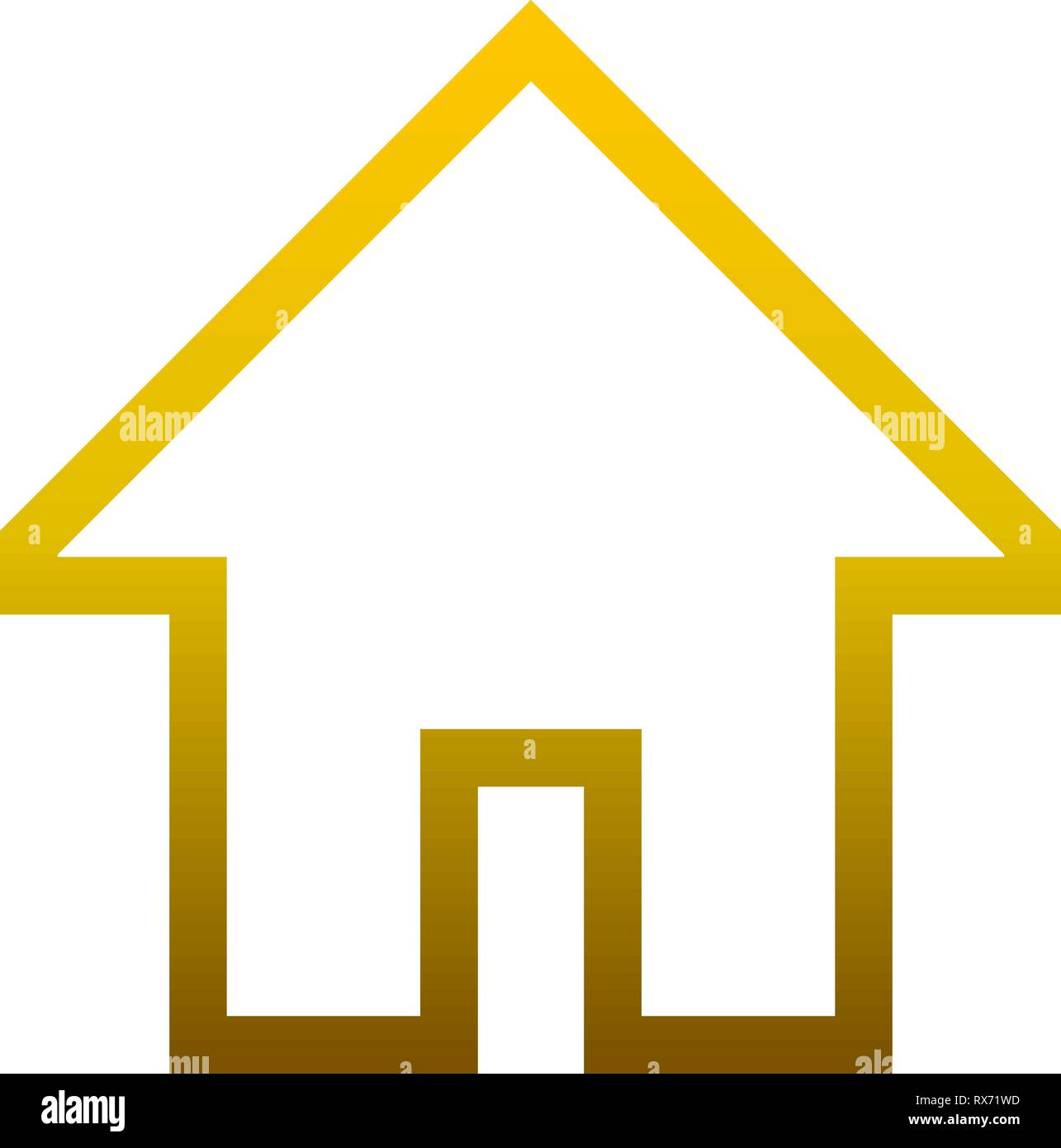 Home symbol icon - golden gradient outline, isolated - vector ...