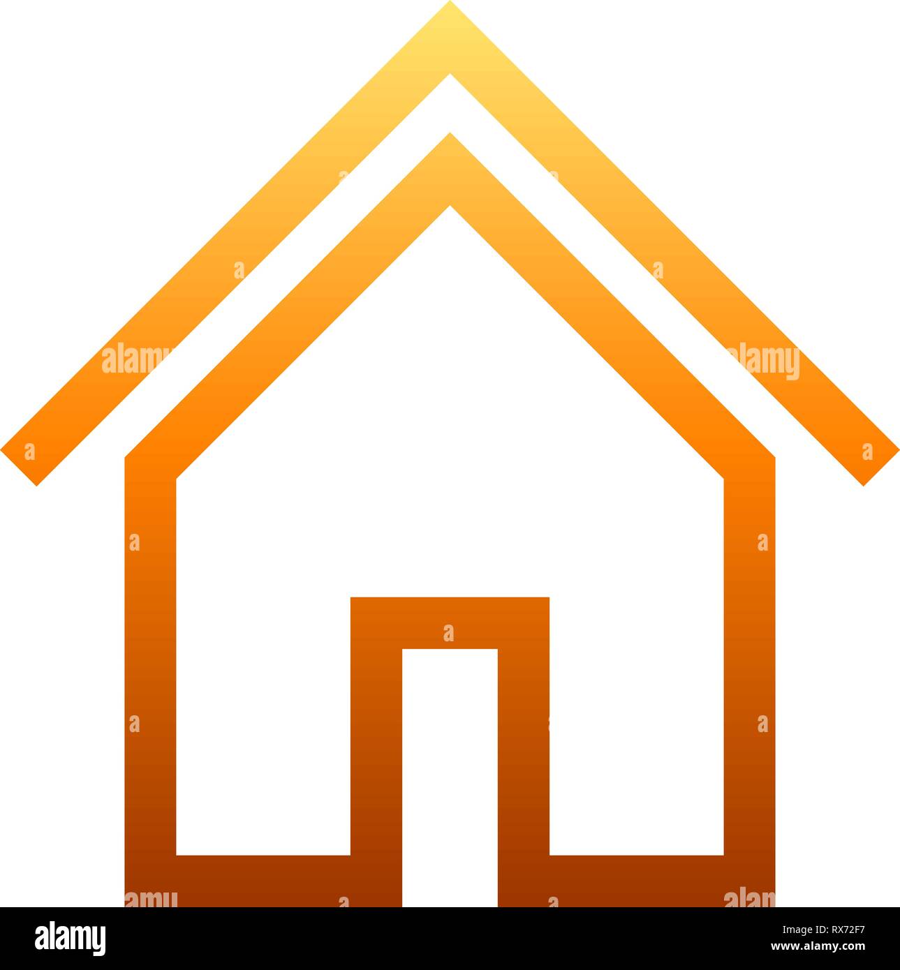 Home symbol icon - orange gradient outline, isolated - vector ...
