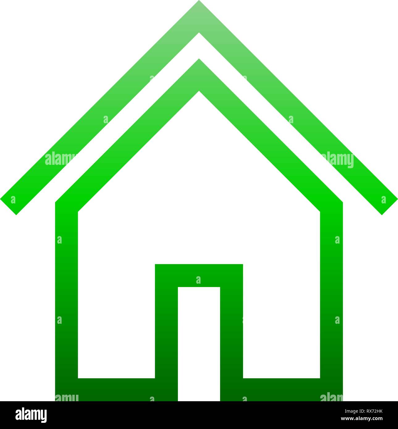 Home symbol icon - green gradient outline, isolated - vector ...