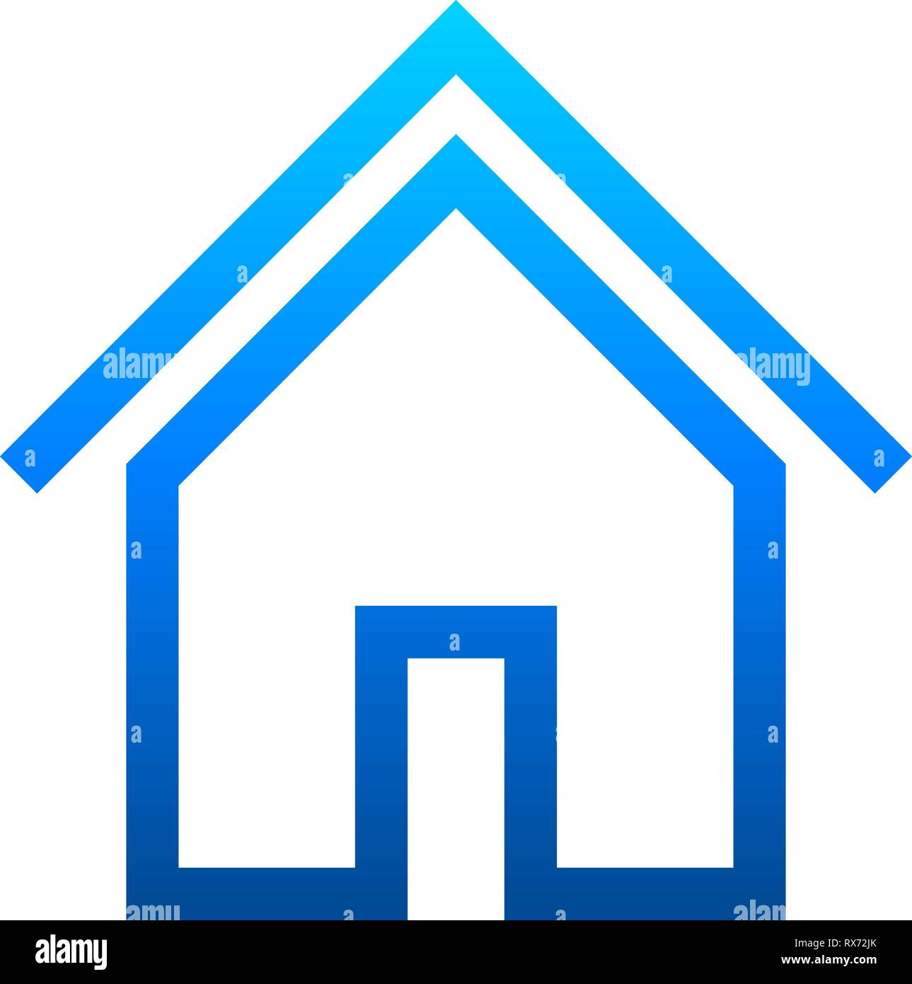 Home symbol icon - blue gradient outline, isolated - vector ...