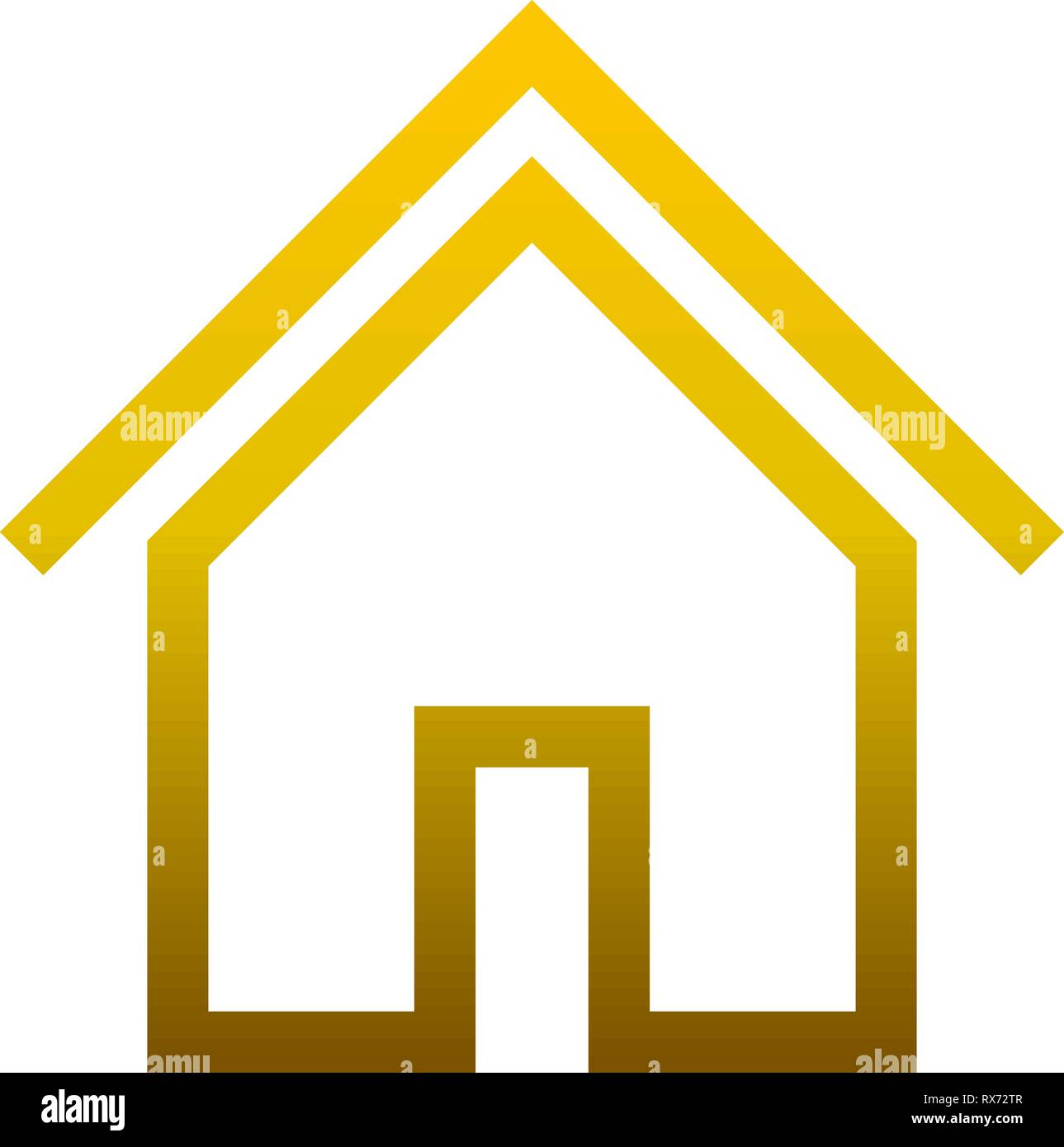 Home symbol icon - golden gradient outline, isolated - vector ...