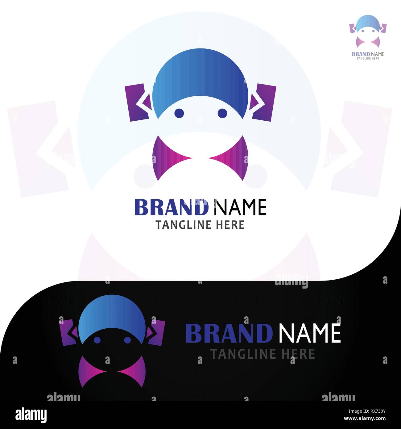 This logo has a human image covering his head with cloth while ...