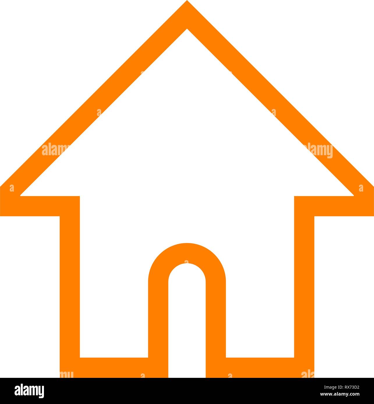 Home symbol icon - orange simple outline, isolated - vector ...