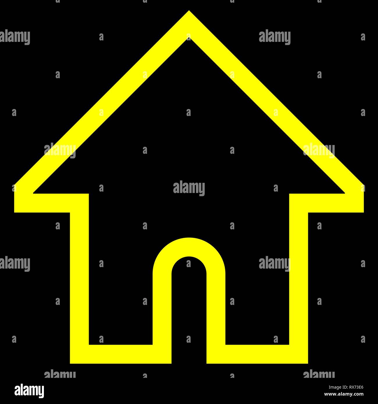 Home symbol icon - yellow simple outline, isolated - vector ...