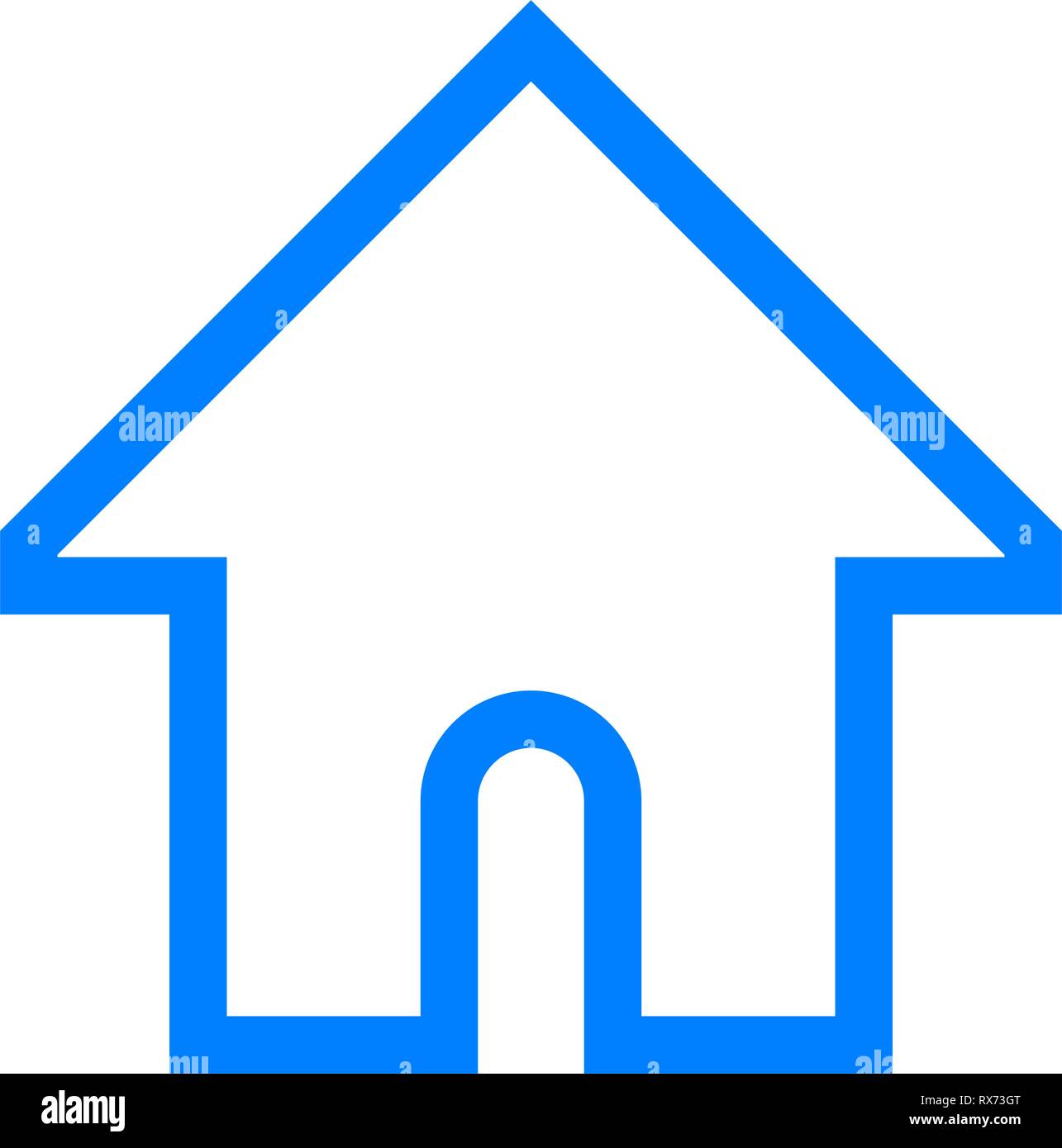 Home symbol icon - blue simple outline, isolated - vector illustration ...