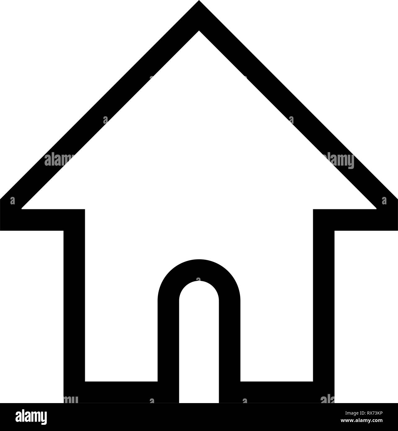 Home symbol icon - black simple outline, isolated - vector illustration ...