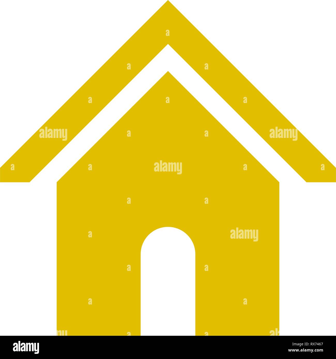Home symbol icon - golden simple, isolated - vector illustration Stock ...