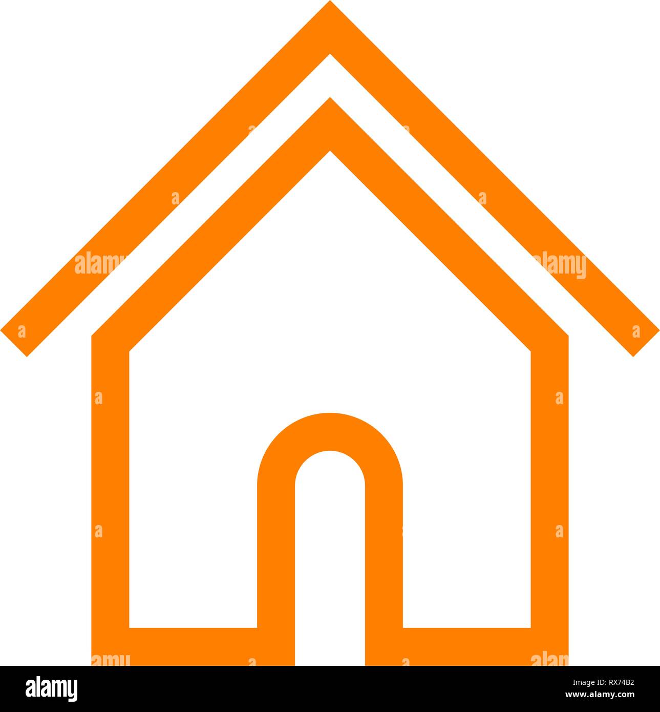 Home symbol icon - orange simple outline, isolated - vector ...