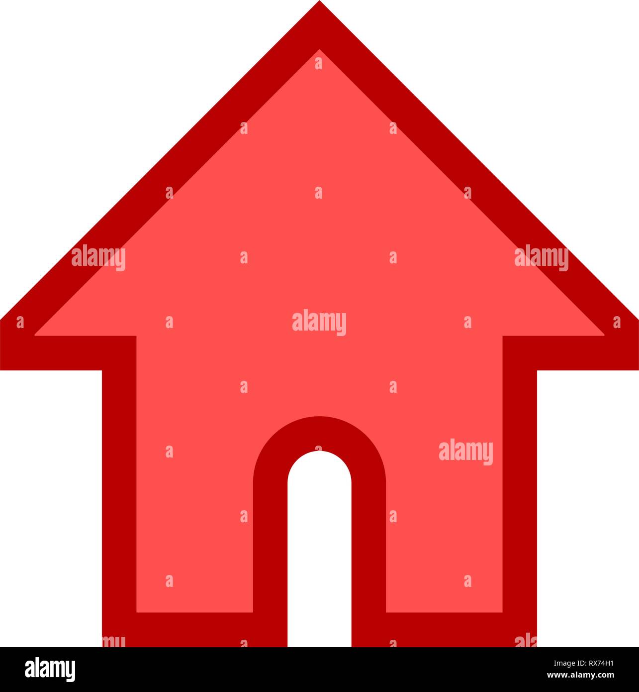 Home symbol icon - red simple with outline, isolated - vector ...