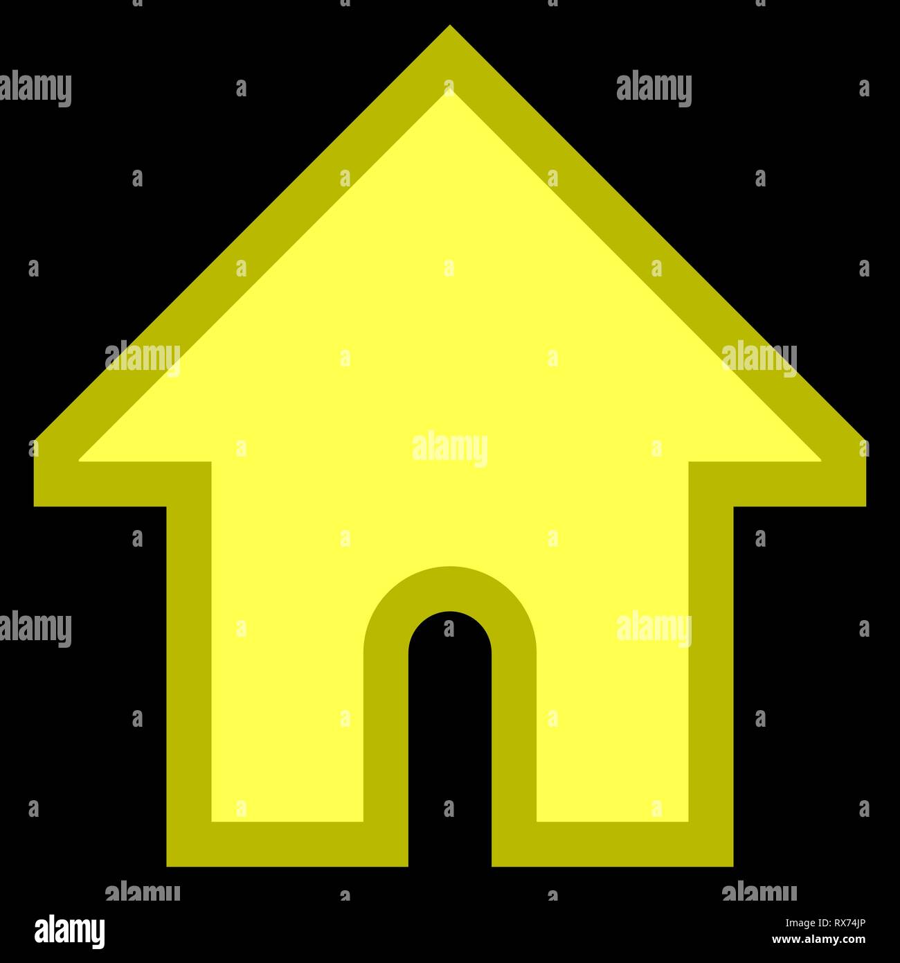 Home symbol icon - yellow simple with outline, isolated - vector ...