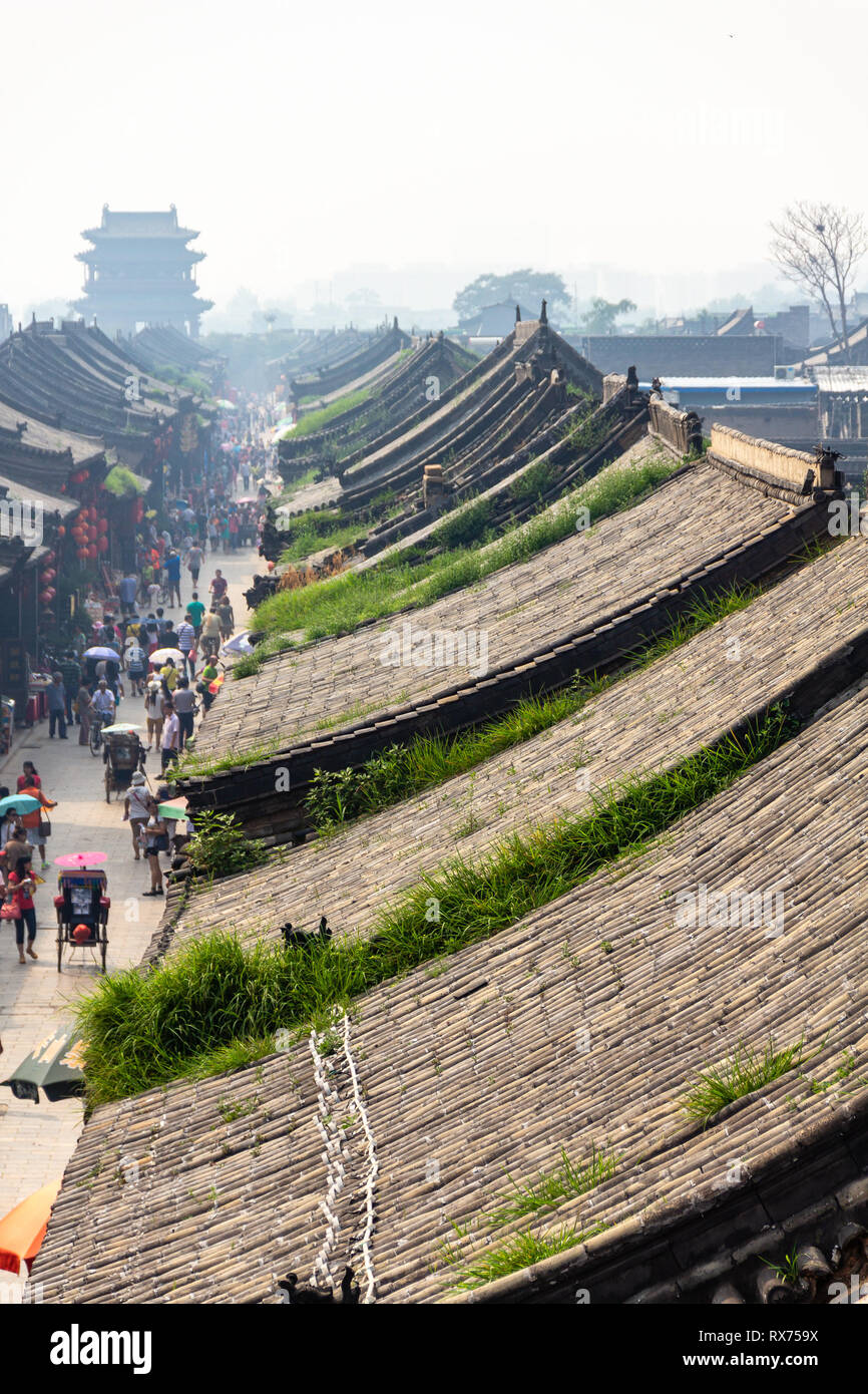 Aug 2013 - Pingyao, Shanxi, China - View from the tower of the South ...
