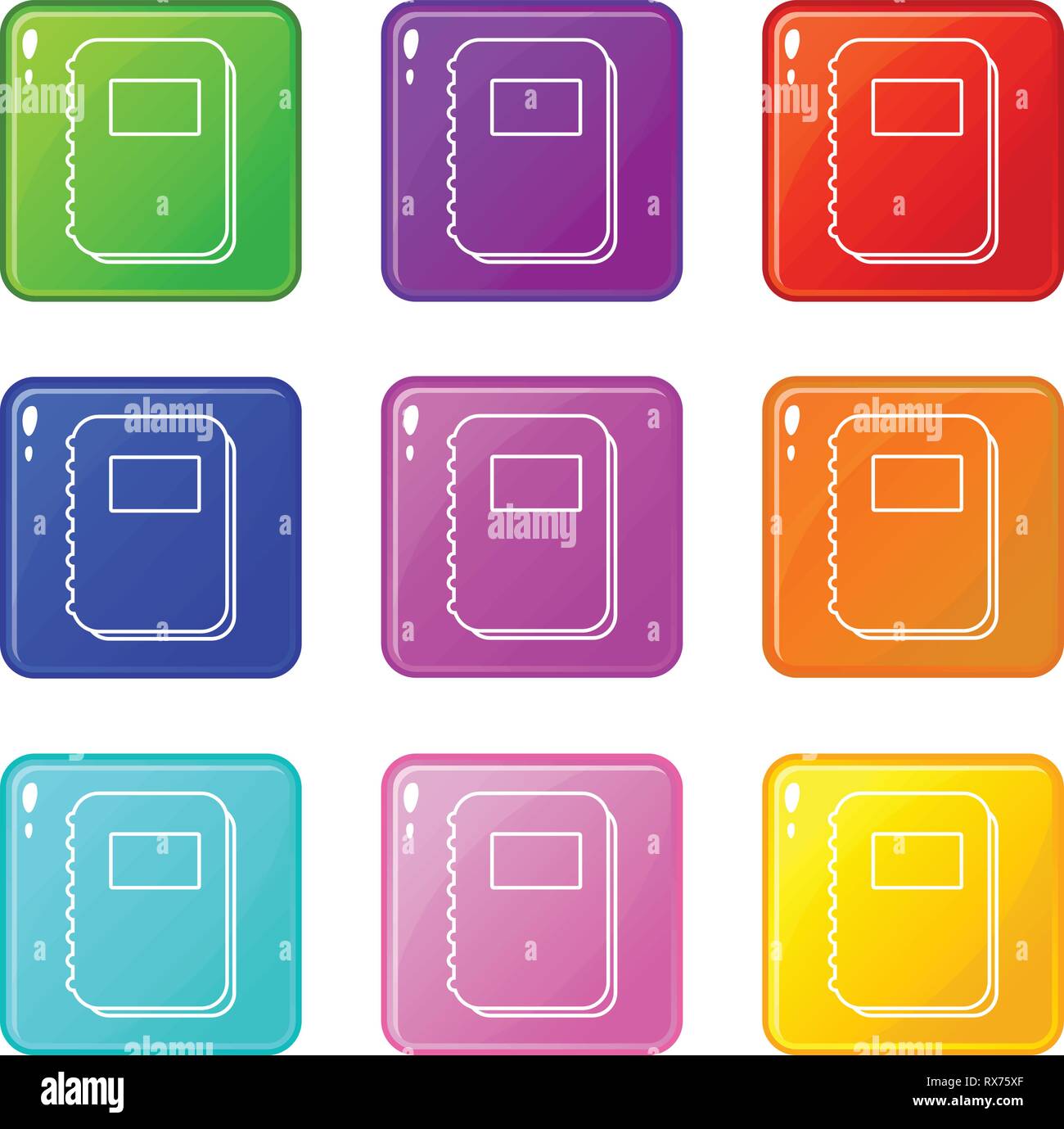 Notebook icons set 9 color collection Stock Vector Image & Art - Alamy