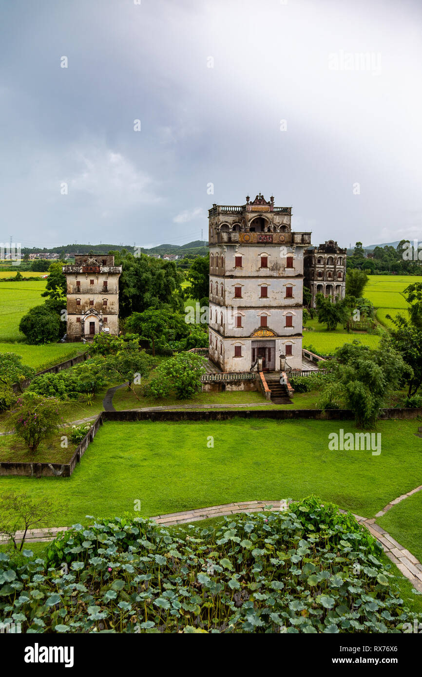 July 2017, Kaiping, China. Kaiping Diaolou in Zili Village, near ...