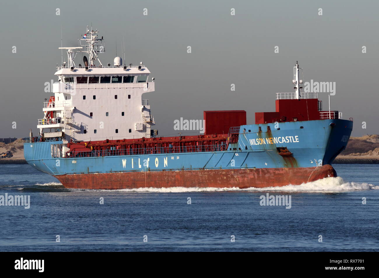 The freighter Wilson Newcastle arrives at the port of Rotterdam on 15 ...