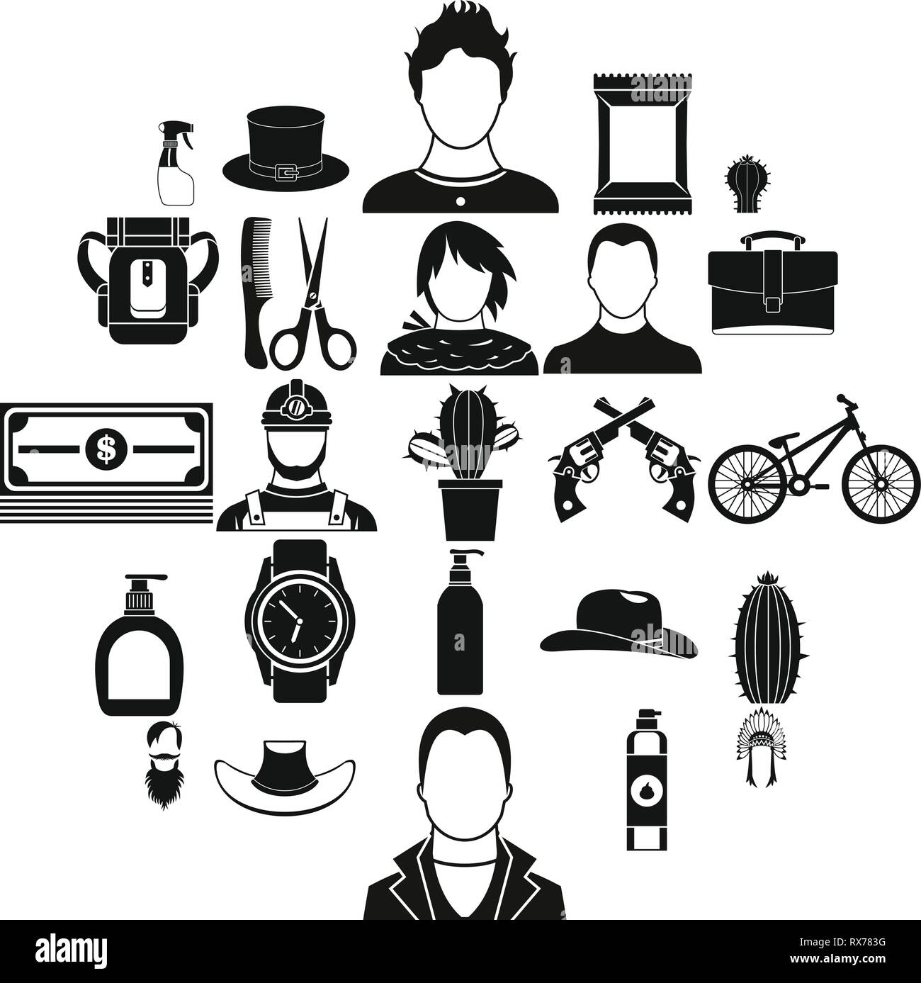 Wild west icons set, simple style Stock Vector Image & Art - Alamy