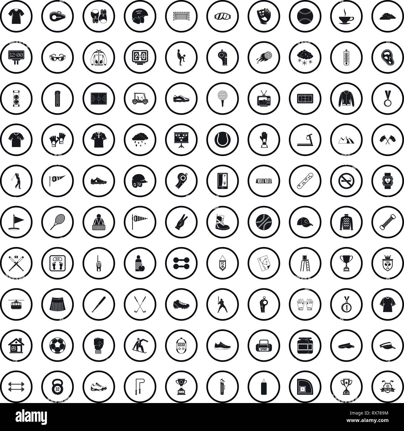 100 sport club icons set, simple style Stock Vector Image & Art - Alamy