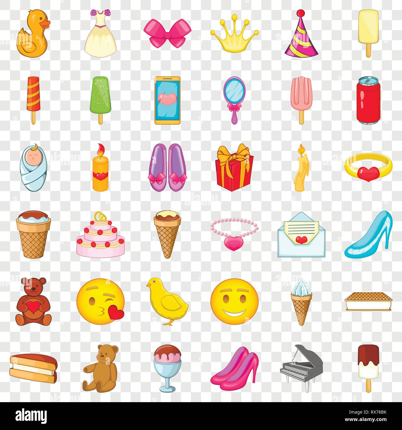 Fun party icons set, cartoon style Stock Vector Image & Art - Alamy