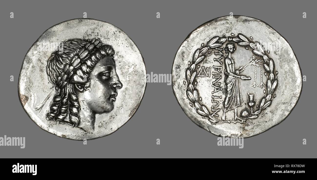 Tetradrachm (Coin) Depicting the God Apollo Gryneios. Greek; minted in ...