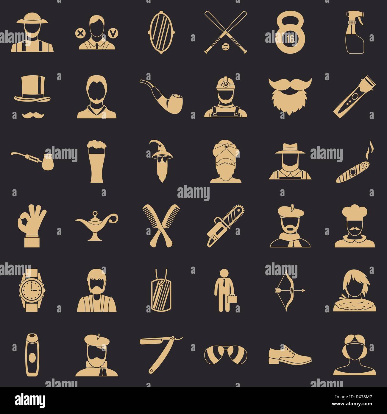 Beard icons set, simple style Stock Vector Image & Art - Alamy