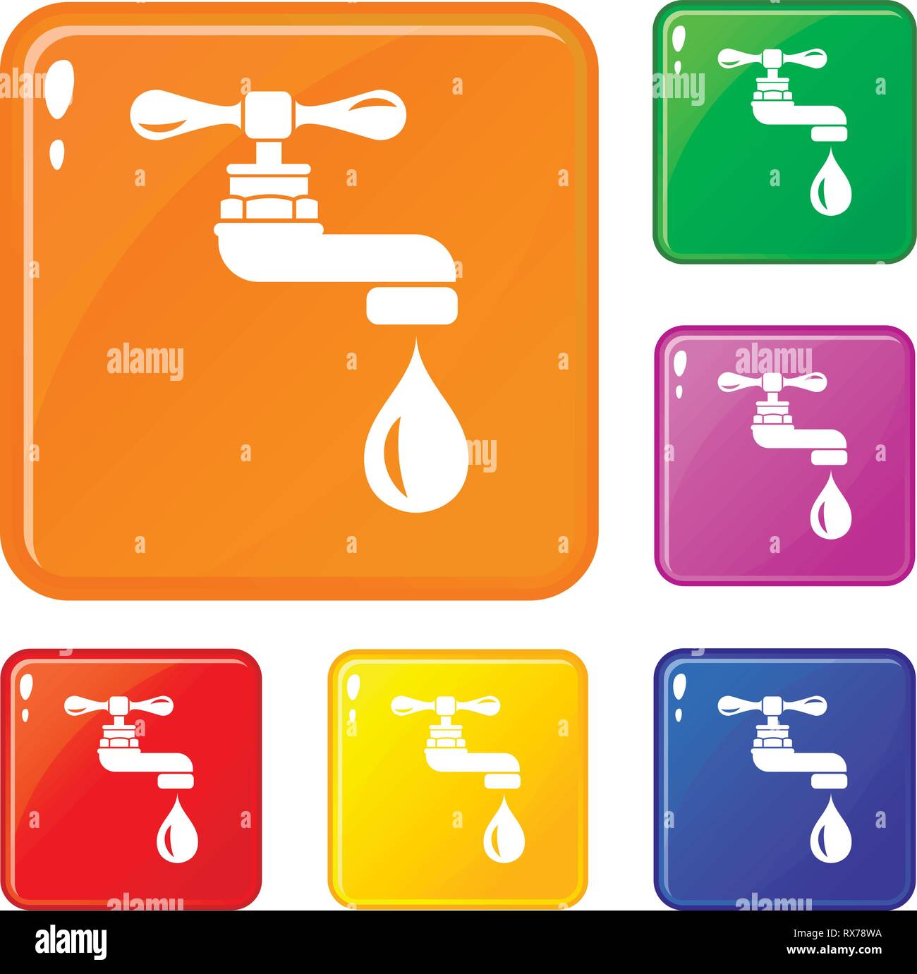 Water tap icons set vector color Stock Vector Image & Art - Alamy