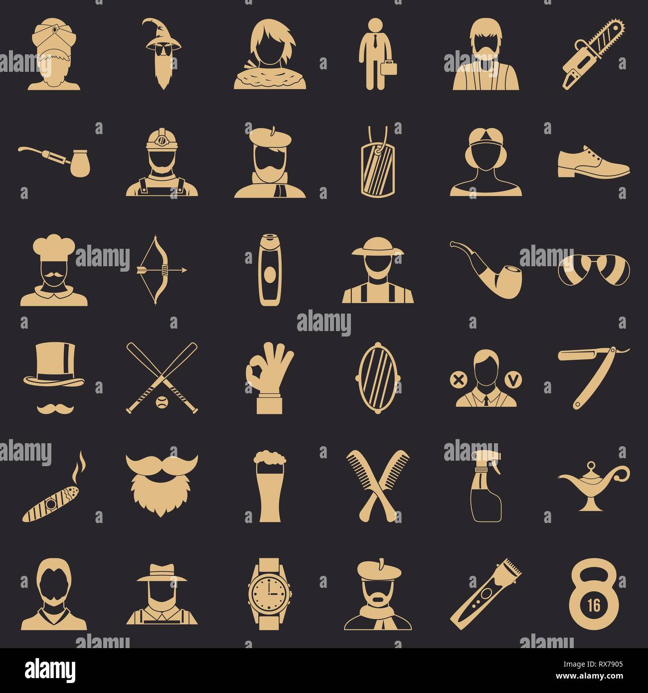 Cutting beard icons set, simple style Stock Vector Image & Art - Alamy