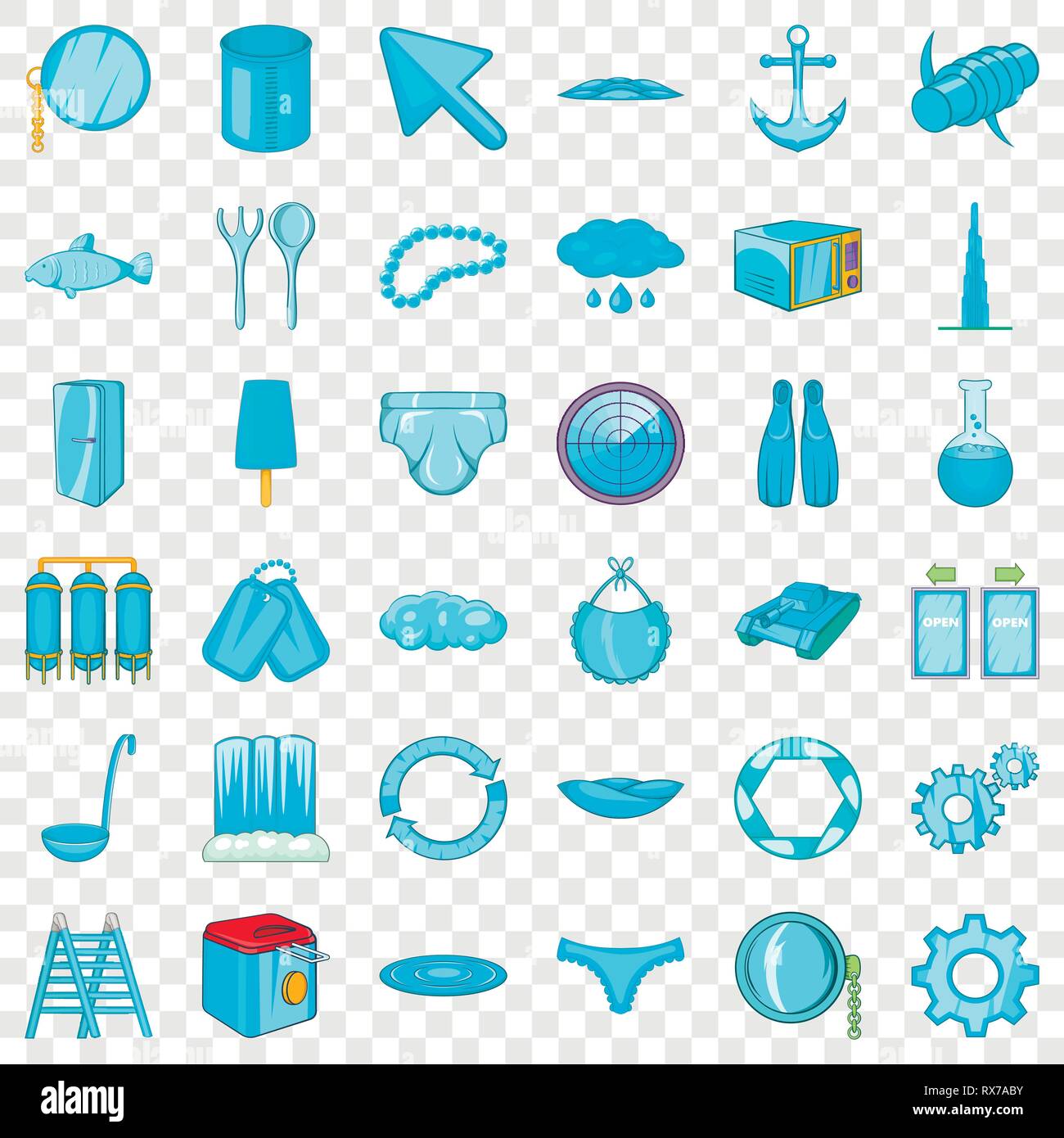 Blue icons set, cartoon style Stock Vector Image & Art - Alamy