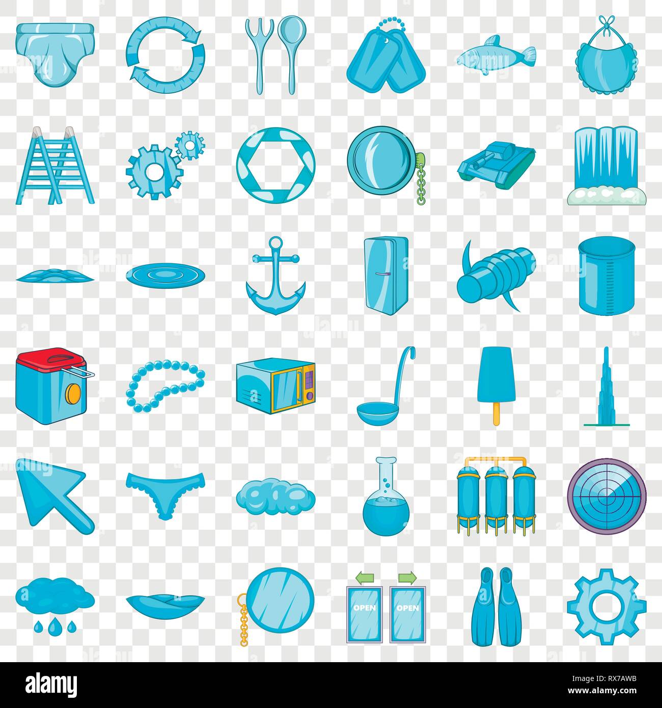 Blue thing icons set, cartoon style Stock Vector Image & Art - Alamy