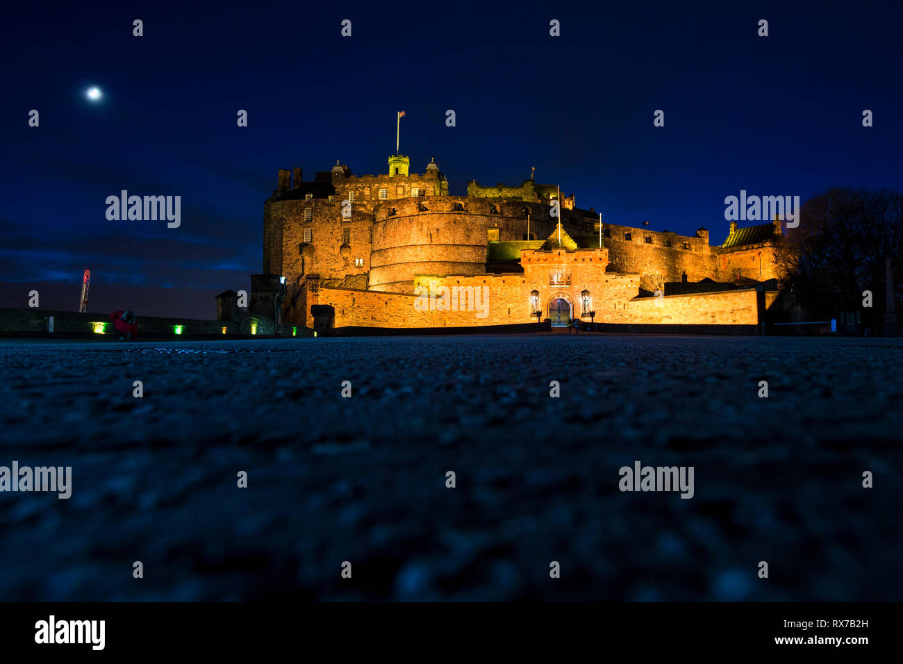 EDINBURGH, SCOTLAND - FEBRUARY 8, 2019 - Edinburgh Castle is an old ...
