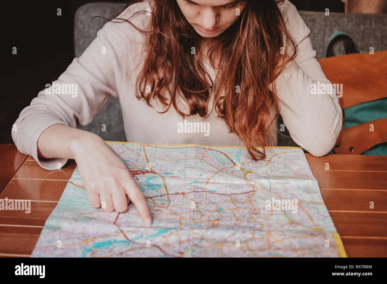 Young Female Tourist Reading Map High Resolution Stock Photography and ...