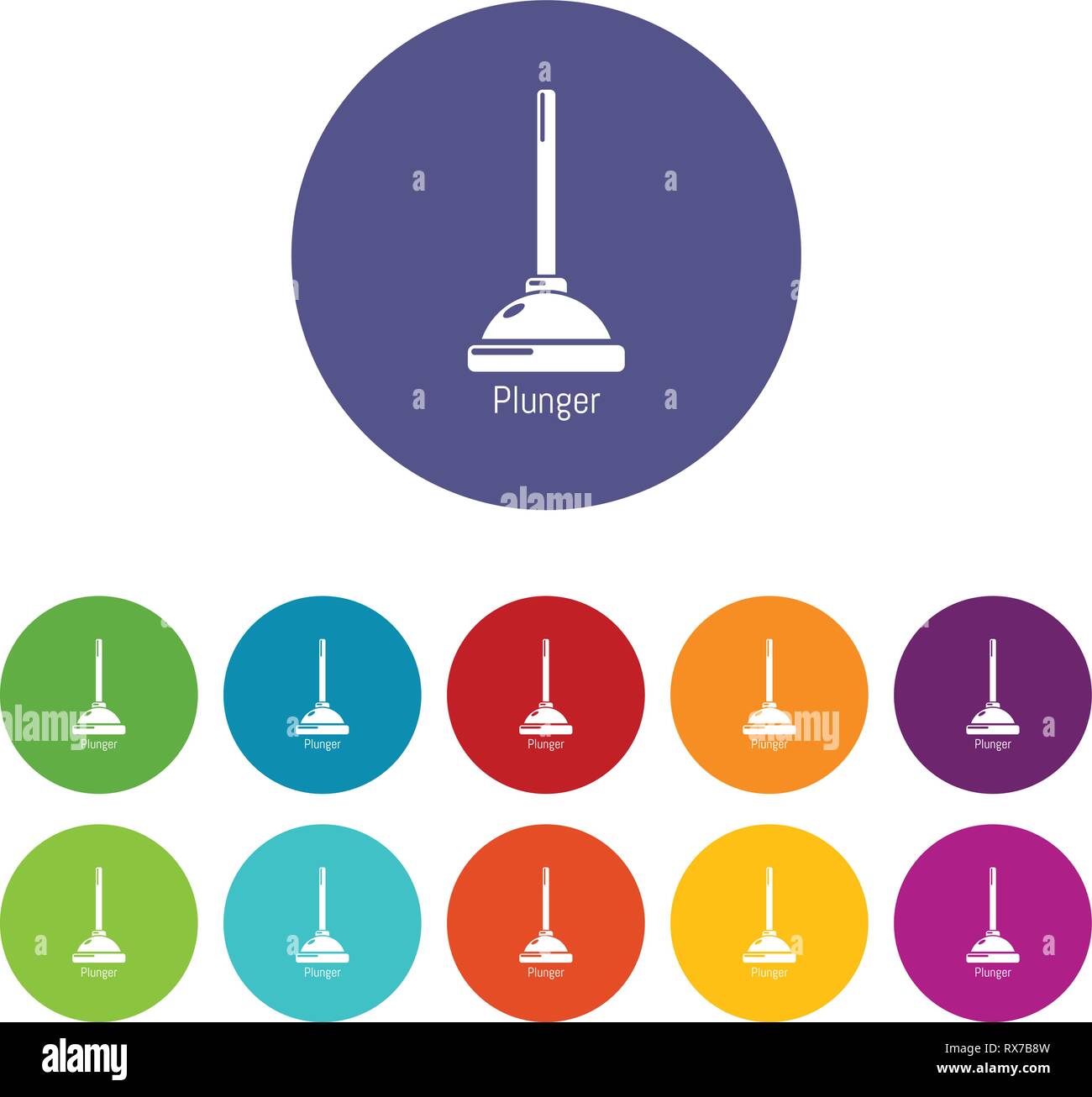 Plunger icons set vector color Stock Vector Image & Art - Alamy