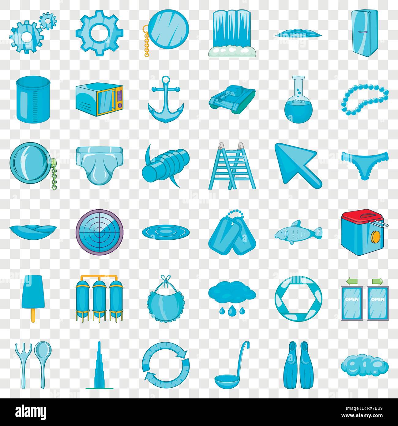 Blue accessories icons set, cartoon style Stock Vector Image & Art - Alamy