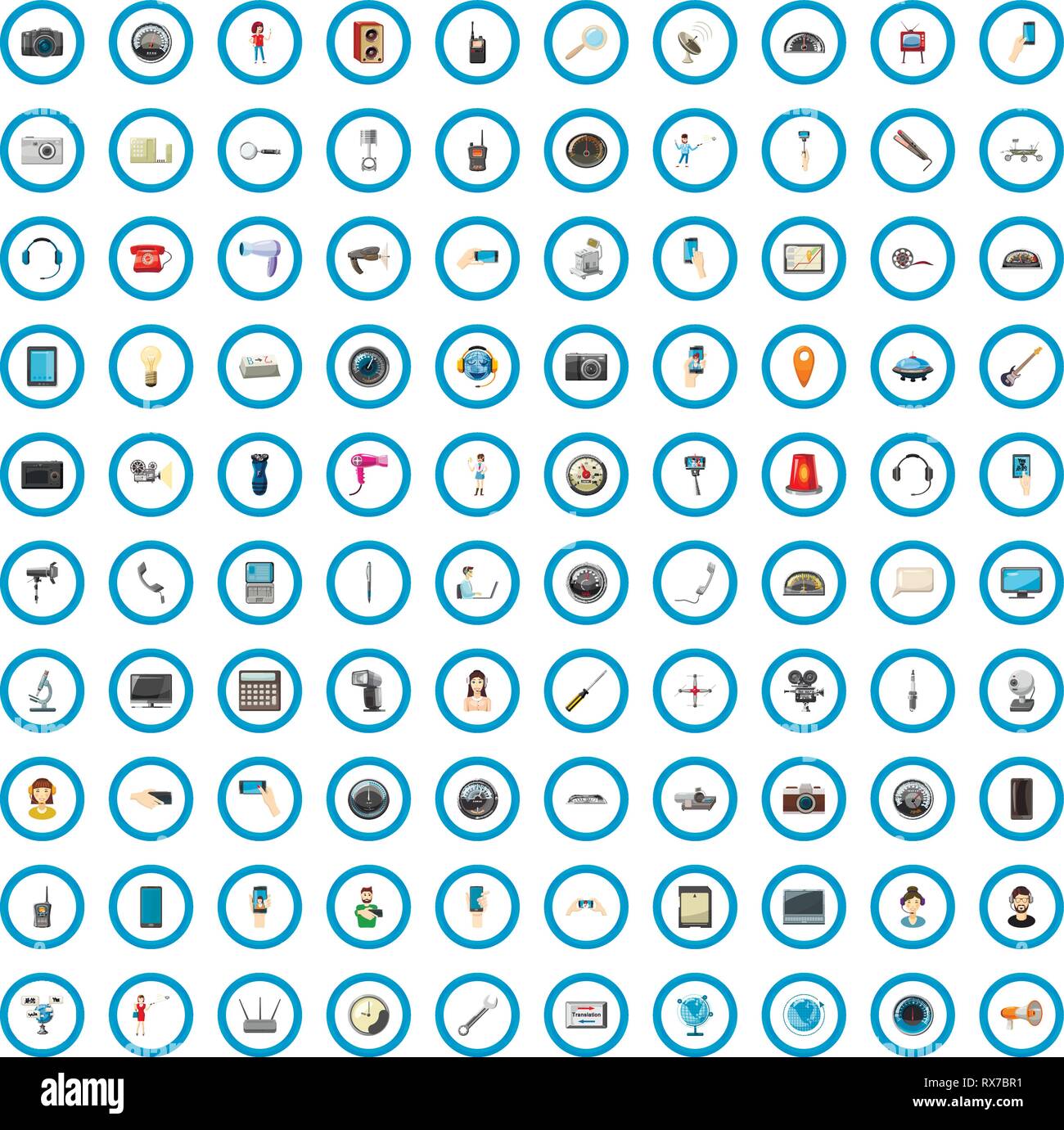 100 electrical engineering icons set, cartoon Stock Vector Image & Art ...