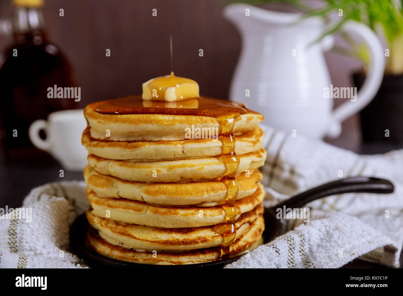 Pancake a delicious breakfast syrup stack of traditional food Stock ...