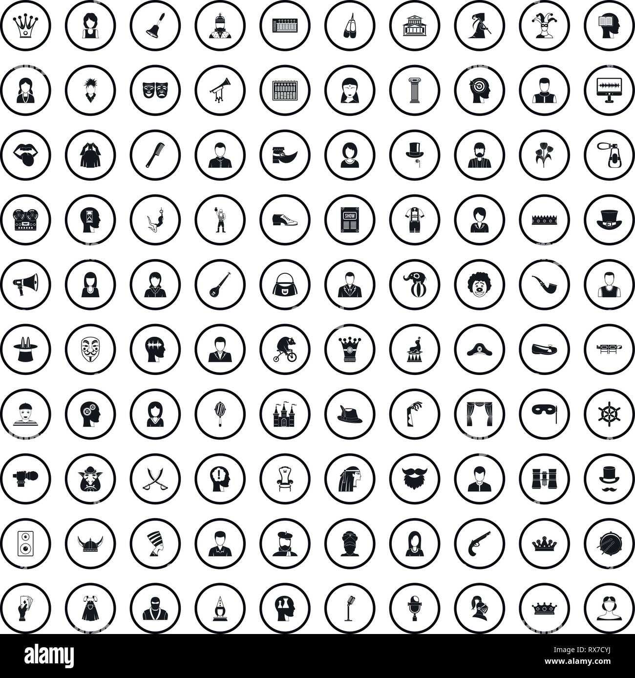 100 stage actor icons set, simple style Stock Vector Image & Art - Alamy