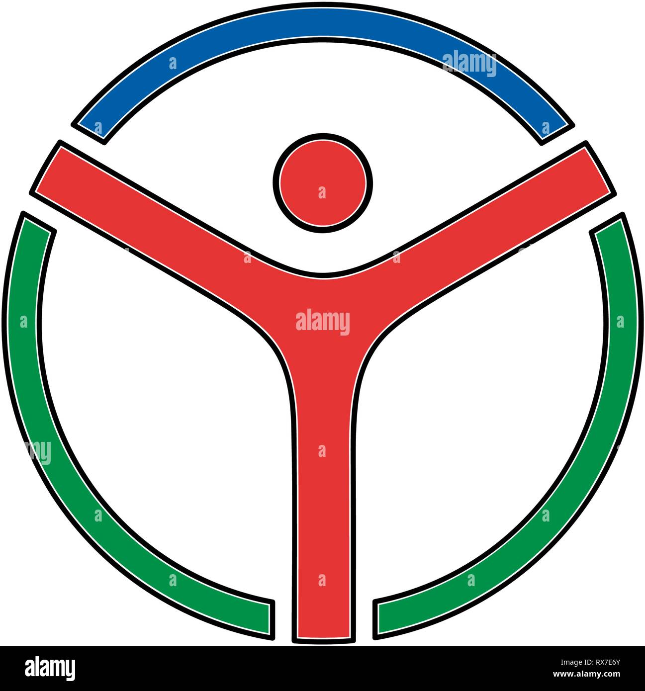 Vector sign abstract happy man inside circle, in linear style Stock ...